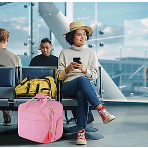 Rolling Briefcase for Women, Large Rolling Laptop Bag with Wheels Fits 17 Inch Notebook Gifts for Office Women, Water Resistance Teacher Work Computer Travel Carry on Weekender Bags on Wheel, Pink