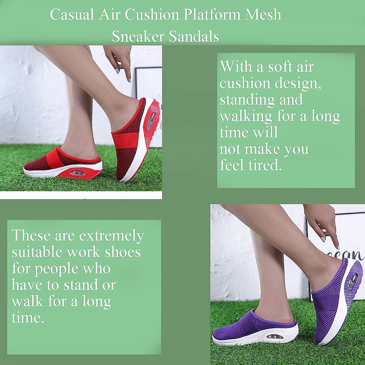 Orthopedic Diabetic Walking Shoes Sandals, Slip-On with Arch Support For Womens, Air Cushion Platform Mesh Sneaker (Dark Blue,9)