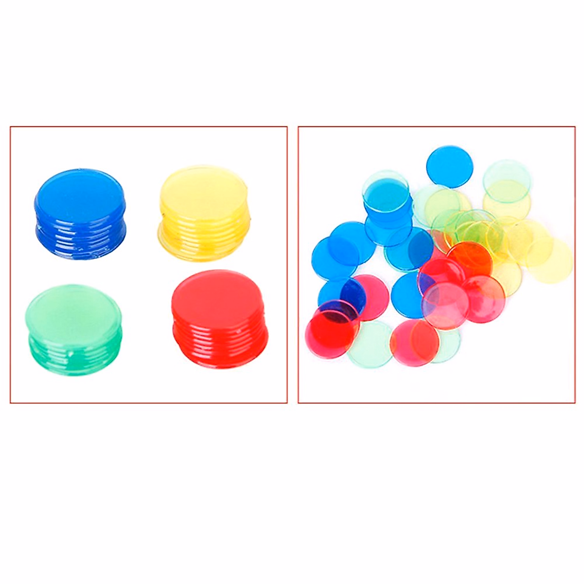 STOBOK Bingo Transparent Counters Bingo Counting Chips Markers Bingo Supplies Size 40Pcs (Light Green)