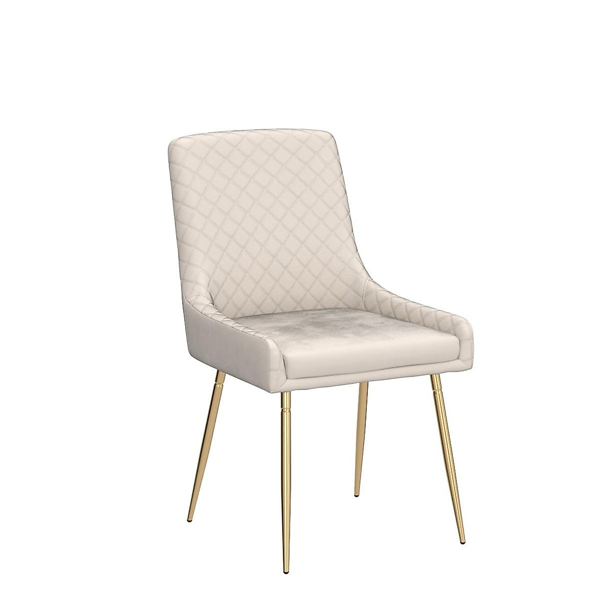 CangLong Mid-Century Velvet Upholstered Metal Legs for Kitchen, Dining, Living, Guest, Bed Room Side Chair, Set of 2, Beige