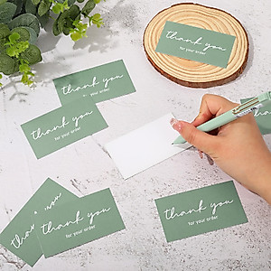 Whaline 100Pcs Mini Thank You Cards Sage Green Thank You for Your Order Cards Thank You Notes for Small Business Stores Restaurants, 2 x 3.5 Inch