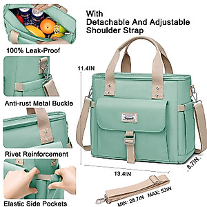 Artelaris Lunch Bag for Women, Extra Large Insulated Lunch Bag, Lunch Tote Bag for Work, Leak Proof Lunch Cooler Bag, Meal Prep Lunch Box, Pink and Green