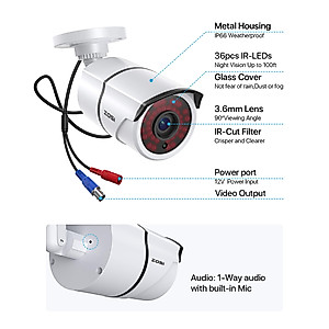 ZOSI 4PACK 1920TVL 1080P HD TVI Security Cameras 120ft Night Vision CCTV Cameras Home Security Day/Night Waterproof Camera for 720P,1080P,5MP,4K HD-TVI Analog DVR Systems