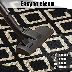 Feivea Indoor Doormat Durable Front Back Door Mat Outdoor Door Rug Resist Dirt Mat for Entryway Kitchen Patio Machine Washable Non Slip Easy Clean Low Pile, 20"x31.5", Black and White