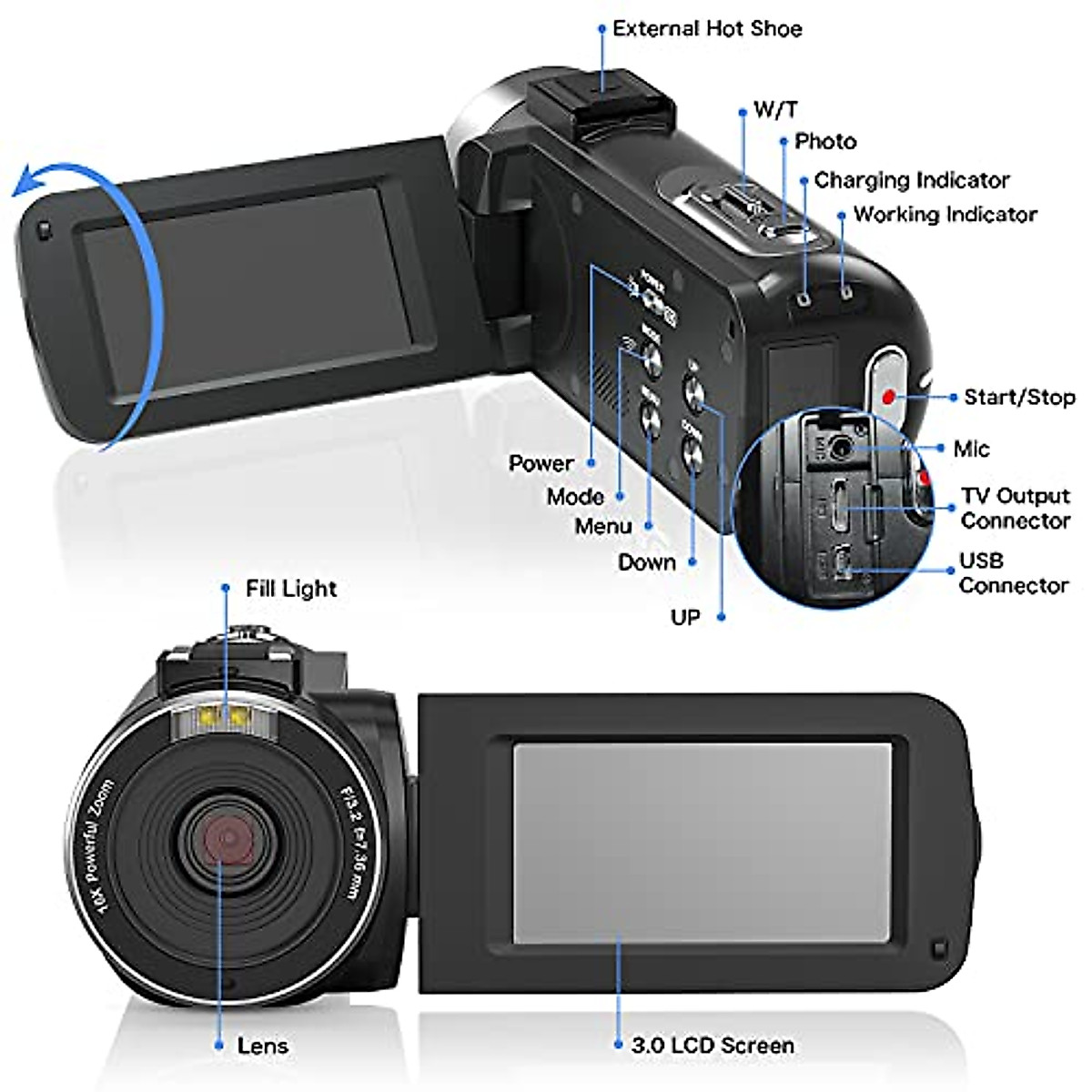 DSOEKEU Video Camera Camcorder 1080P 36 MP Full HD Video Camera for YouTube with WiFi Vlogging Camera IR Night Vision Digital Camera Recorder 16X Digital Remote Control Camcorders Camera,1 Battery
