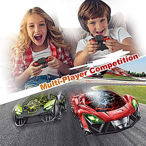 JELOSO Remote Control Car, 4WD 2.4GHz Fast RC Drift Stunt Race Car 360°Rotating Hobby RC Sport Car with LED Lights & Music, Cool Vehicle Toys Birthday Xmas Gifts for Kids Boys Girls Age of 6-12