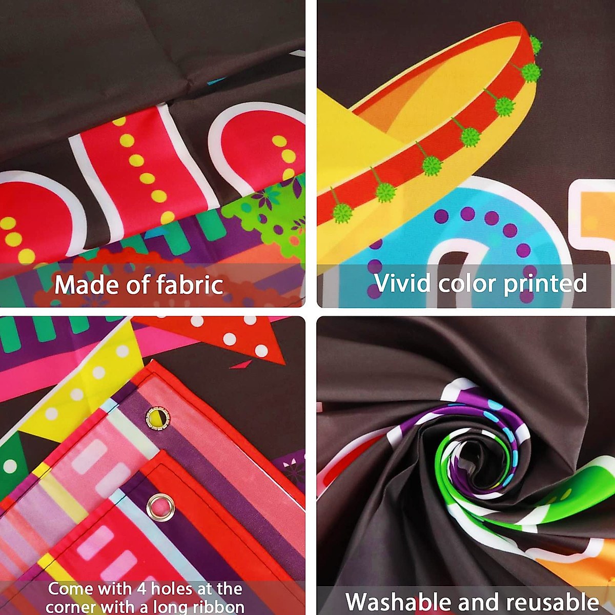 Mexican Fiesta Backdrop Mexican Birthday Banner Cinco De Mayo Theme Party Decoration Supplies Mexico Carnival Party Background for Mexican Birthday Baby Shower Party Picture Photo Studio Favors