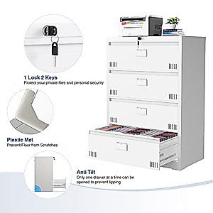 kingwolfox 2 Drawer Lateral File Cabinet with Lock, Locking lateral Filing Cabinet for Office Metal Steel File Drawers Cabinet, Lockable Horizontal File Cabinet for for Legal/Letter A4/F4 Size