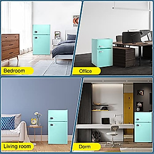 Havato 3.2 Cu.Ft Mini fridge with Freezer, Double Door Compact Refrigerator, Retro Mini Refrigerator for Dorm, Office, Bar, RV, Bedroom, (Green)
