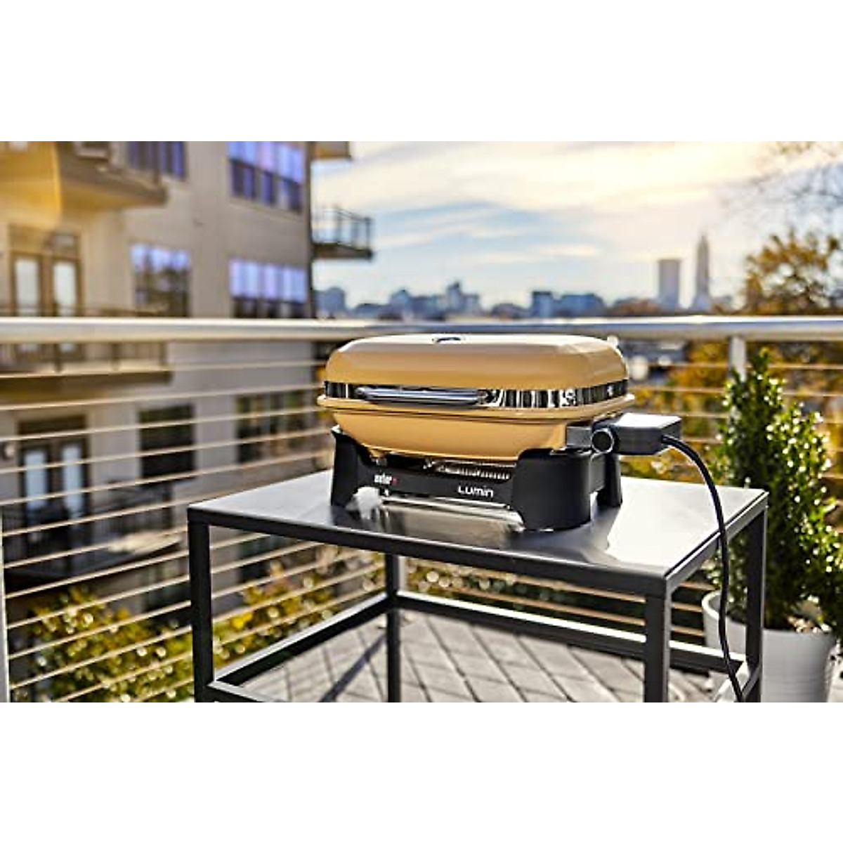 Weber Lumin Compact Outdoor Electric Barbecue Grill, Yellow - Great Small Spaces such as Patios, Balconies, and Decks, Portable and Convenient