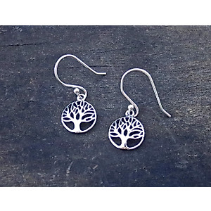 Tree of Life Earrings for women, Sterling Silver 925 dangle earrings, Tree earrings, Boho earrings, Round dangle earrings, Small silver earrings, Everyday earrings, Drop earrings, Minimalist earrings