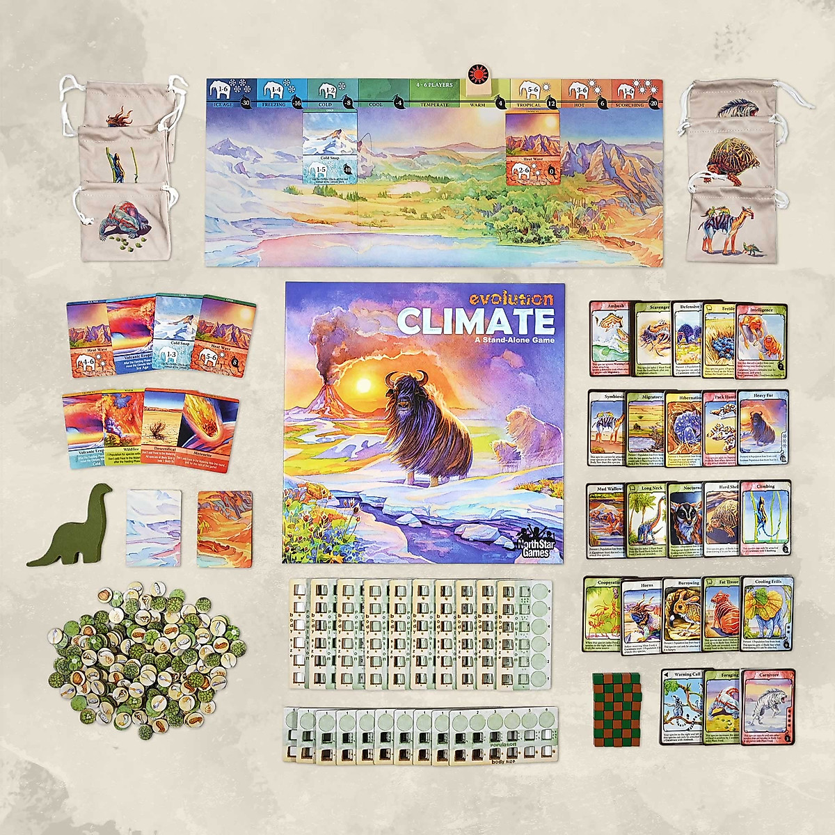 Northstar Game Studio - Evolution Climate Board Game - Includes Climate Expansion | Create Species in This Strategy Game for Adults, Teens and Families | 2-6 Players, Age 12+
