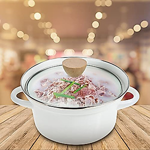 HANABASS 8 Quart Stock Pot Enamel Stockpot with stockpots oven pot cooking pots Glass Lid Enamel- Enamel Pot