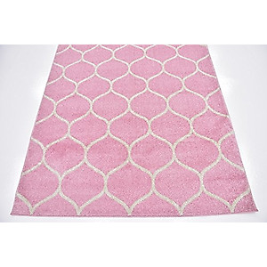 Unique Loom Trellis Frieze Collection Area Rug - Rounded (5' 1" x 8', Light Pink/ Ivory)