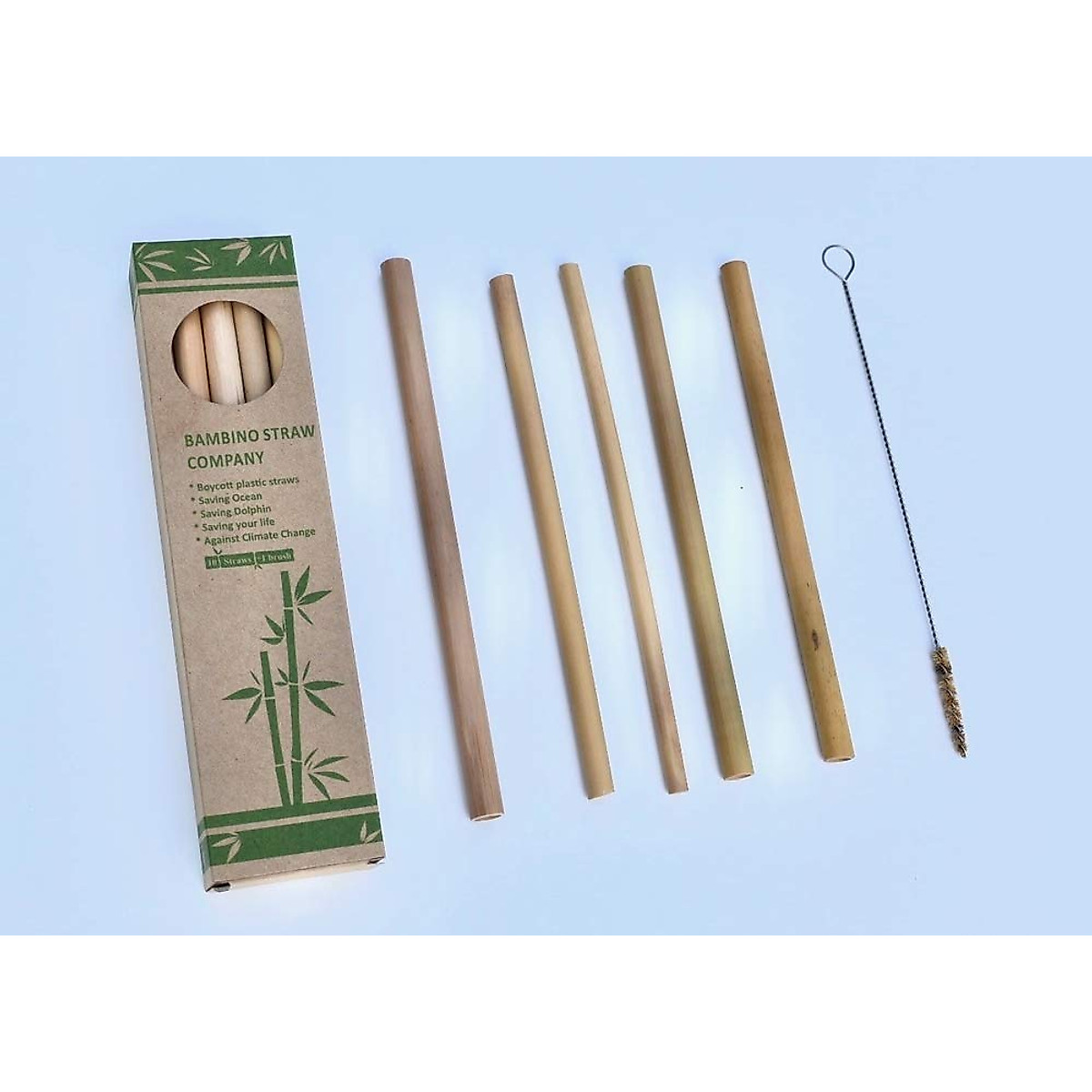 Organic BAMBOO STRAWS 8pack comes with cleaner, and to-go bag, Perfect for water, juices, smoothies, coffee, iced tea.