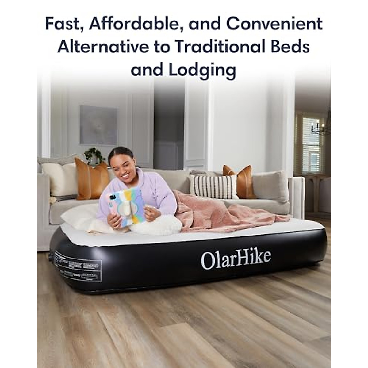 OlarHike Twin Air Mattress with Built in Pump,Inflatable Blow Up Mattresses Storage Bag for Camping,Travel&Guests,13" Airbed-High Speed Inflation Black Bed,Camping Accessories,Indoor