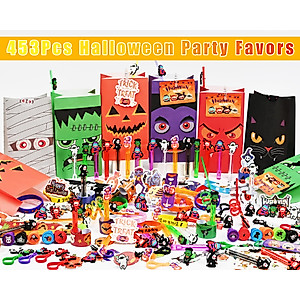 ONBKYGF 453PCS Halloween Party Favors Supplies Decorations, Halloween Treat or Trick Goodie Bags Pinata Fillers Stuffers Halloween Classroom Prizes Gifts for Kids