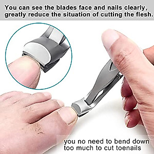 A Special Nail Clippers of SGNEKOO Angled Bent Head Super Sharp Wide Jaw Opening for Hard/Thick Fingernails and Toenails Nail Cutter Trimmer for Men Women Seniors (Silver/2P-1)