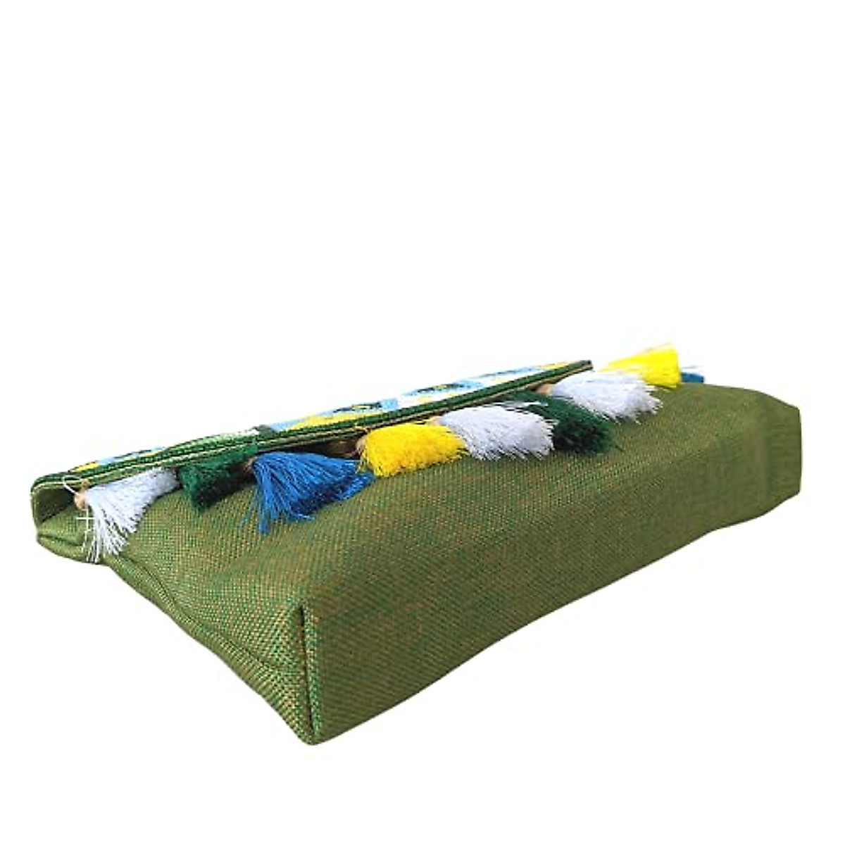 Women Boho Envelope Purse, Evening Bag, Shoulder Bag, Cross-body Bag With Handmade Beaded Pattern & Detachable Shoulder Chain (Green)