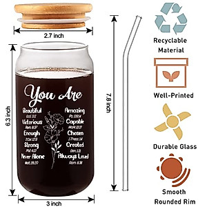 Vakuny Christian Gifts for Women - Inspirational Religious Gifts for Her - Encouragement Gifts for Spiritual Women - Birthday Gifts for Mom, Friends - 16 Oz Drinking Can Glass