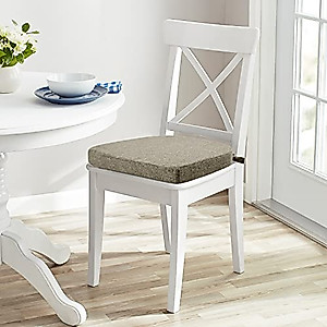 Wellsin Chair Cushions for Dining Chairs 4 Pack - Kitchen Chair Cushions with Ties and Non-Slip Backing - Dining Chair Pads 16"X16"X2", Khaki