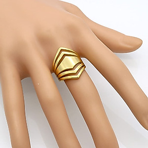 Jude Jewelers Stainless Steel Chevron Style Chunky Wrap Statement Promise Anniversary Birthday Festival Party Ring (Gold, 13)
