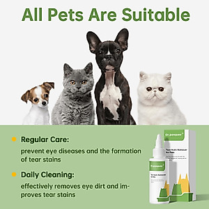 Ancopaws Tear Stain Remover for Dog & Cat - Pet Eye Drops for Infection and Pink Eye - Eye Wash Solution with Gentle Formula - Dog Eye Rinse to Soothe Eye Irritations & Runny Eyes