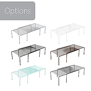 Smart Design Kitchen Storage Expandable Shelf Rack w/ Scratch Resistant Feet - Steel - Rust Resistant Finish - for Cups, Dishes, Cabinet & Pantry Organization - Kitchen (16 x 32.5) [White]