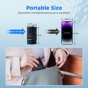 Power Converter Adapter Combo 2000W Voltage Converter 220V to 110V converters and adapters for Travel Europe Built-in with 4 Adapter Plugs US to Europe, UK, Israel, Africa Over 150 Countries FUNPRO