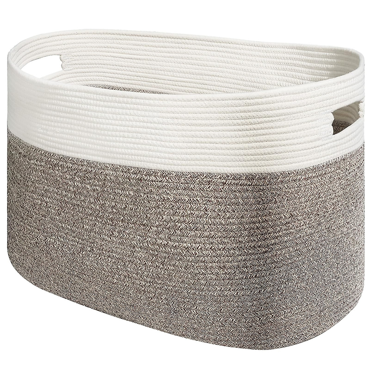 AROPEME XXXXL Large Storage Basket, 25"x13"x16" Laundry Basket for Organizing, Blanket Basket Living Room, Cotton Rope Basket with Handles, Rectangle Woven Basket, Baby Nursery Storage Bin, Brown