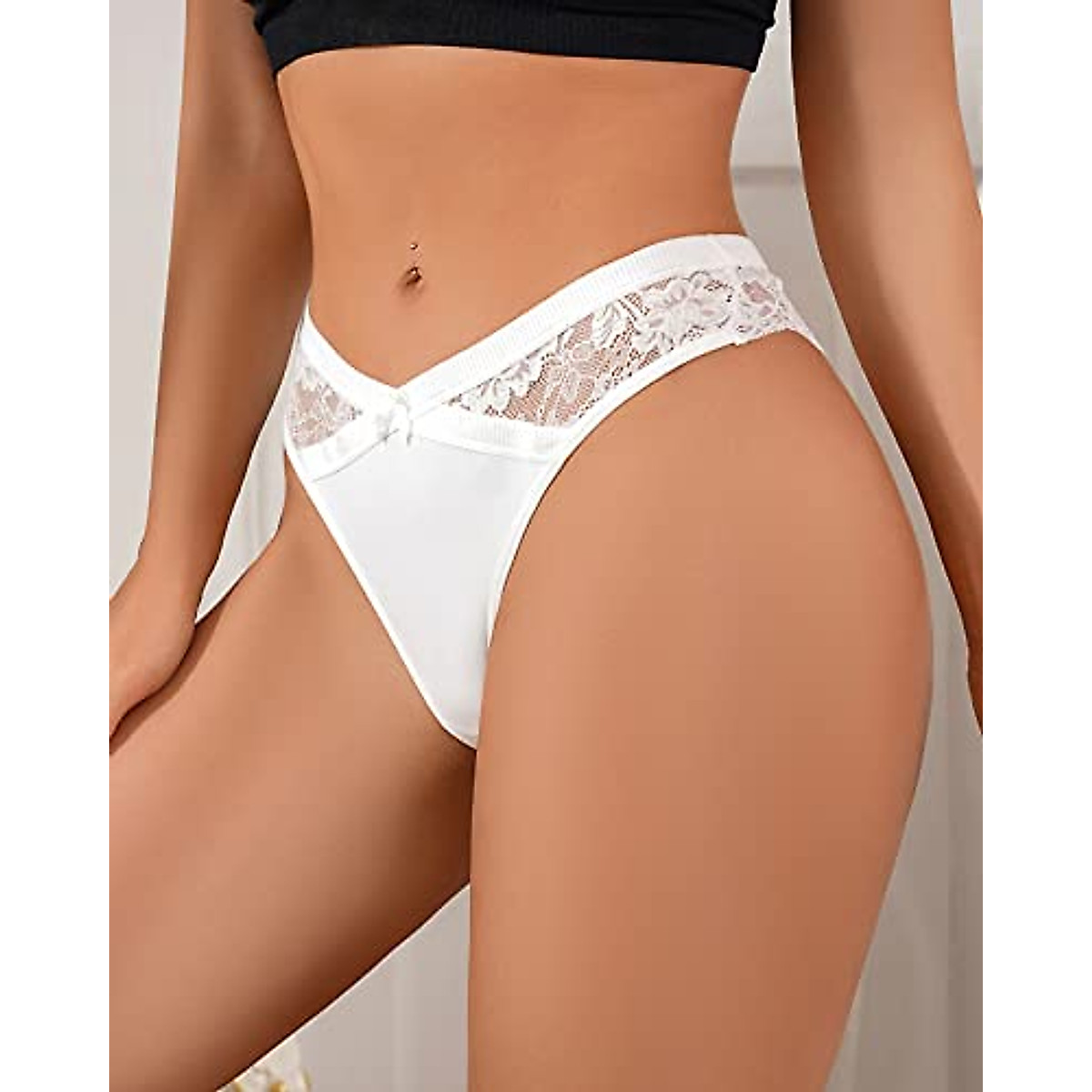 Banamic Women Floral Lace G-String Thong Panties Sexy T Back Stertchy Panties
