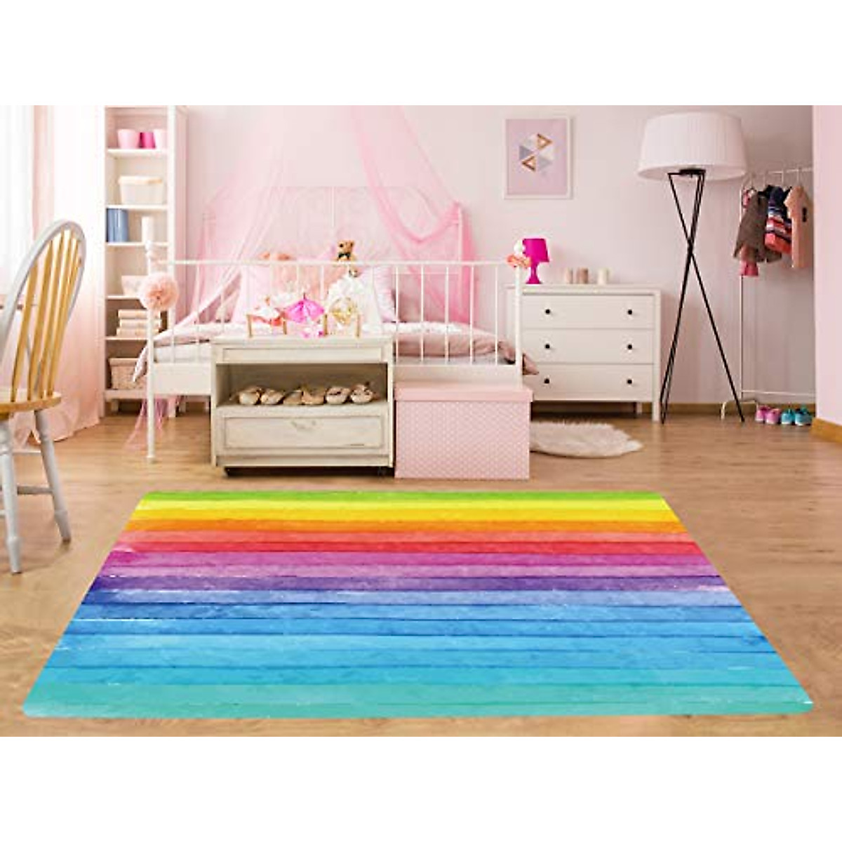 Pretty Color Rainbow Theme Area Rug for Living Room Bedroom Playing Room 5'x6'