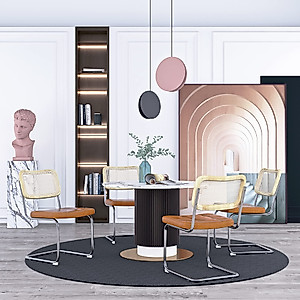 Set of 4,with Leather Dining Chairs, high Density Sponge Design for Kitchen, Living Room, Bedroom, Restaurant, Meeting Room, Smartness, Main Color:Brown