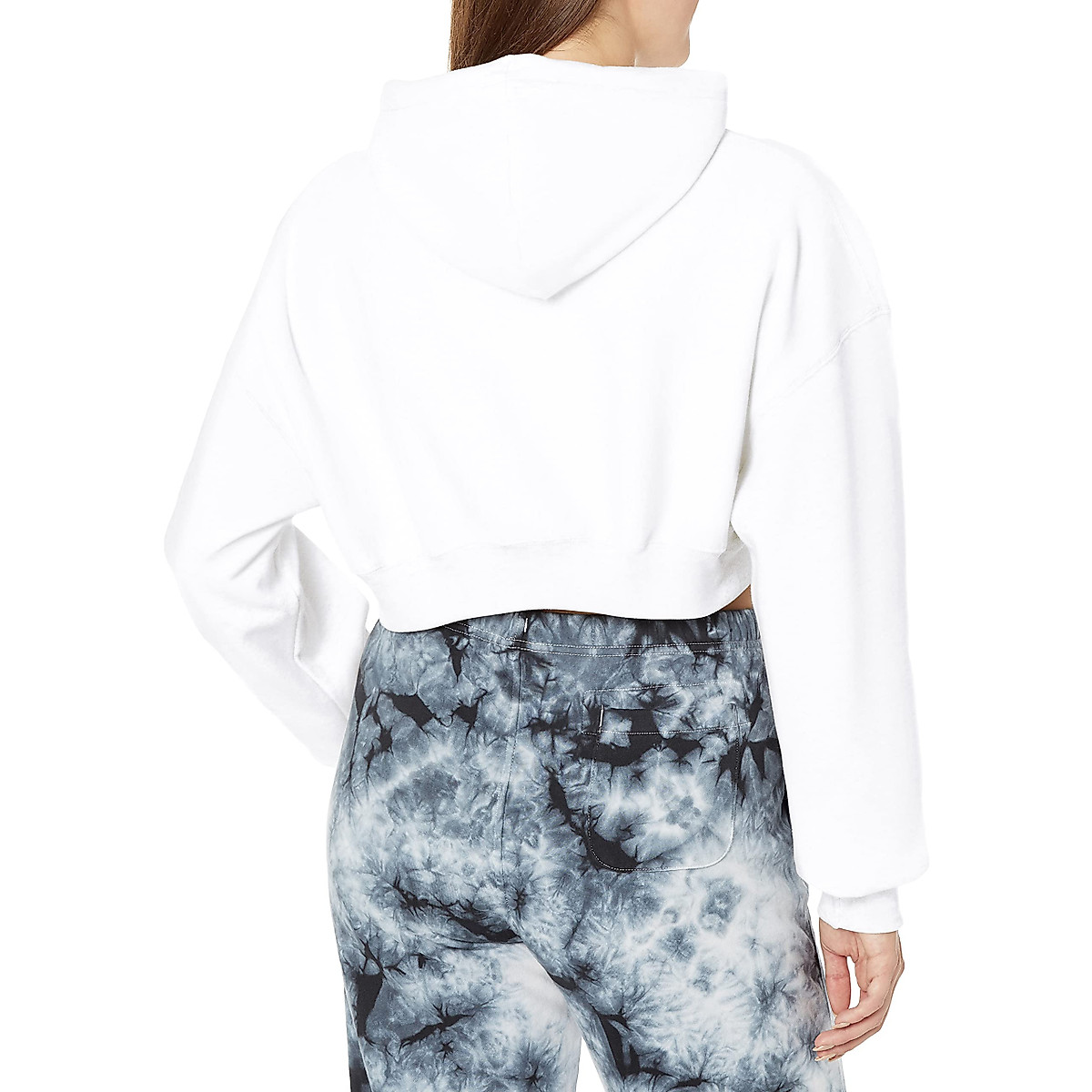 Champion womens Reverse Weave Cropped Cut-off Hoodie, Left Chest C Hooded Sweatshirt, White-549302, X-Small US