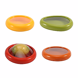 Trasylph Silicone Fruit Storage Box, 4pcs Fruit and Vegetable Storage Containers Set for Fridge, Avocado Saver and Tomato Holder Onion Storage Container Fresh Stretch Pod for Fridge Keep Fresh