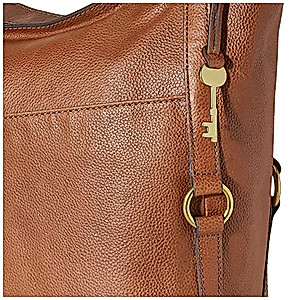 Fossil Women's Sam Leather Shopper Tote Purse Handbag, Brown