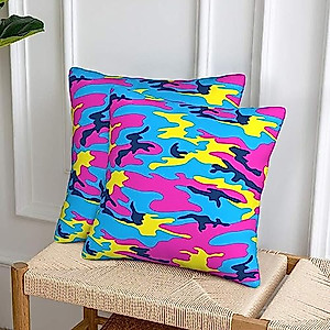 AFHYZY Camo Throw Pillow Covers Set of 2 Soft Pillow Case Protectors with Zipper Standard Size Pillowcase Covers Home Decor Couch Pillows 18"x18"