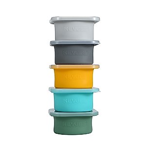 KEVJES Stackable Silicone Artisan Pizza Dough Proofing Containers with Lids pizza making accessories (1 Yellow+1 Green+1Blue+1 Gray+1 Space Gray)