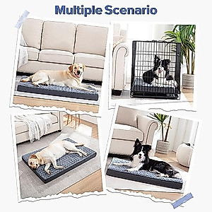 JOEJOY Orthopedic Dog Bed for Extra Large Medium Dogs, Big Egg-Crate Foam Dog Bed with Removable Waterproof Cover, Soft Rose Plush Pet Bed Mat with Non-Slip Bottom, Machine Washable (36"x27"x3")
