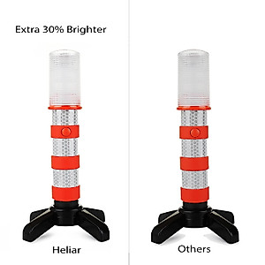 Heliar Early Warning LED Road Flares, Alternative to Roadside Safety Triangle, High Reflective, Far Visible, 2 Pack Kit with Storage Case (Amber)