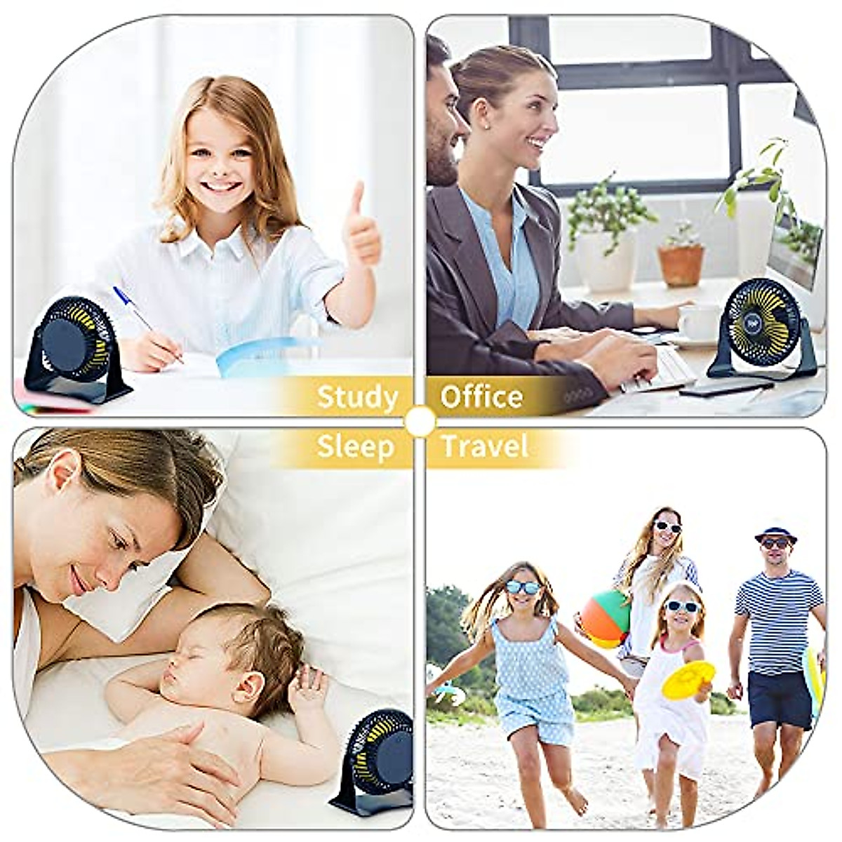 Small Fan, 5 inch Personal USB Desk Fan Rechargeable Battery Operated Air Circulator Portable Mini Table Fan with 3 Quiet Strong Wind Speeds for Bedroom Home Office Dorm Travel (5000mAh Personal Fan)