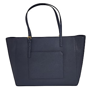 Tory Burch 134836 Emerson Tory Navy Blue With Gold Hardware Women's Large Tote