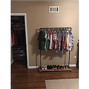 FOF FRIEND OF FAMILY Industrial Pipe Clothing Rack Garment Rack Pipeline Vintage Rolling Rack with Wheels Ballet Clothing Rack