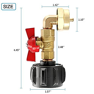 Huazu Propane Refill Elbow Adapter, 90 Degrees QCC1 Propane Tank Refill Adapter with ON-Off Control Valve for Camping Grill 1LB Bottle Tank 5-40LBS Cylinder