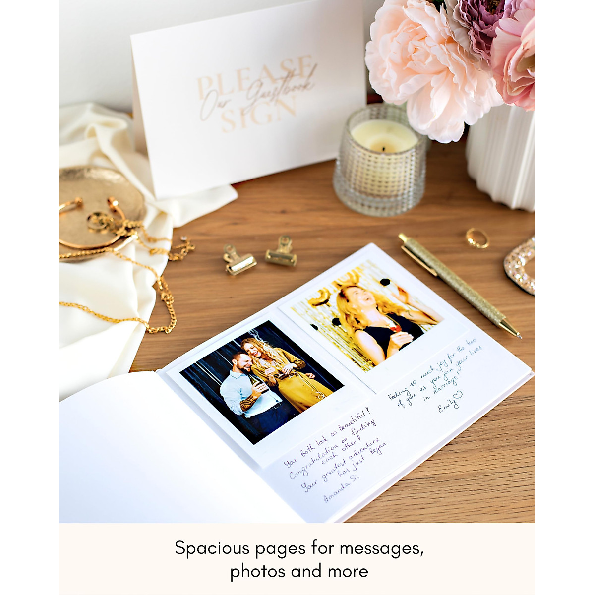 Lamare Elegant Wedding Guest Book – The Perfect Polaroid Guest Book for Wedding Receptions, Birthdays, Baby Showers, and Special Events – A Stylish Sign-in Book for Guests