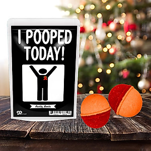 I Pooped Today Bath Bombs - Funny Happy Pooper Bath Balls for Adults - XL Black and Red Fizzers, Handcrafted, Made in America, 2 Count