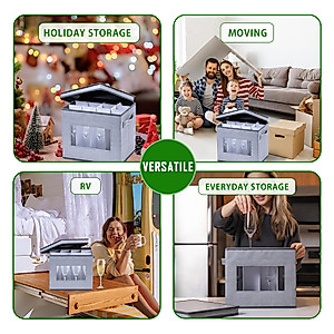 VENO 2 Pack Champagne Flutes Storage Box w/ Lid, Handles, Stemware Transport and Protection, China Storage Containers, Glassware Moving Boxes, Packing Supplies, Cardboard Dividers for 12 Glasses (Champagne Flute – set of 2)