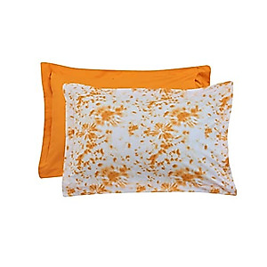 Elegant Comfort Reversible 10-Piece Comforter Set, Tie-Dye Print, Decorative Pillow and Fitted Sheet with Smart Pockets, Soft, Plush, Lightweight Material, 10pc Tie-Dye Set, King, Orange