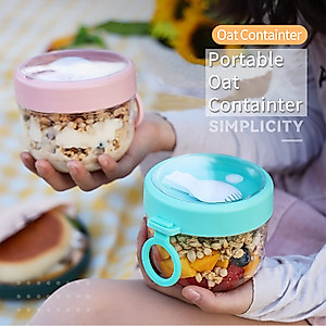 Elivonix Jars for Overnight Oats, Overnight Oats Jars with Lids and Spoon, 20oz Oatmeal Cups Jars with Lids, 2 Pack Plastic Yogurt Jars Containers for Overnight Oats