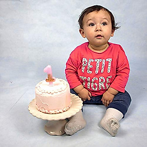 Talking Tables Pink Number 1 Candle with Gold Glitter Premium Quality Cake Topper Decoration For Kids, Adults, Teenagers, 1st Birthday Party, Anniversary, Milestone Age, 3"